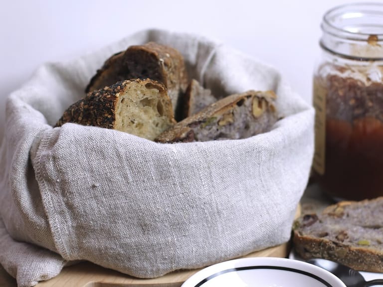 LinenCasa Stonewashed Linen Bread Bag | Bath
