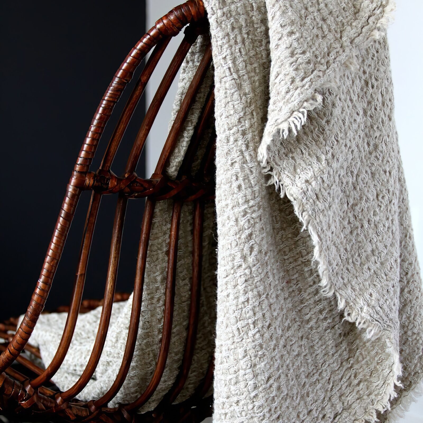 LinenCasa Textured Linen Throw Blanket with fringe | Blankets and Quilts